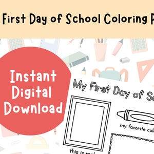 First Day of School Coloring Page, Back to School Coloring Page, First ...
