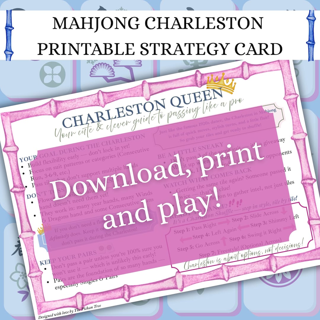 Printable Mahjong Charleston Guide: Strategy Reference Card (digital ...