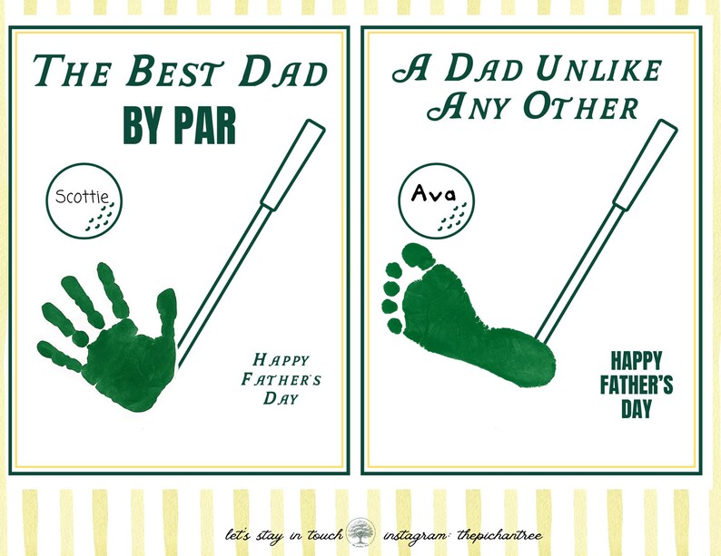 Father’s Day Handprint Art Golf Printable | Best Dad by Par | Handprint ...