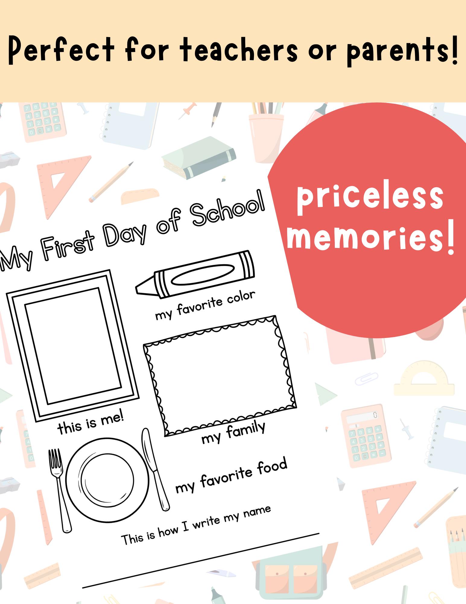 First Day of School Coloring Page, Back to School Coloring Page, First ...