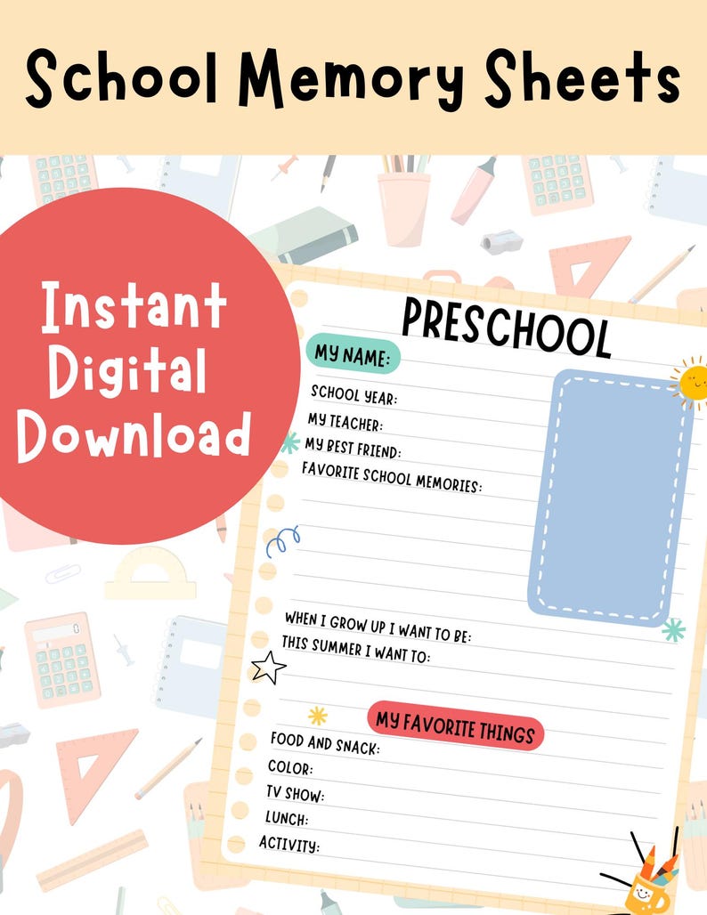 School Memory Scrapbook Page, Preschool Memory Book, Preschool Memory ...