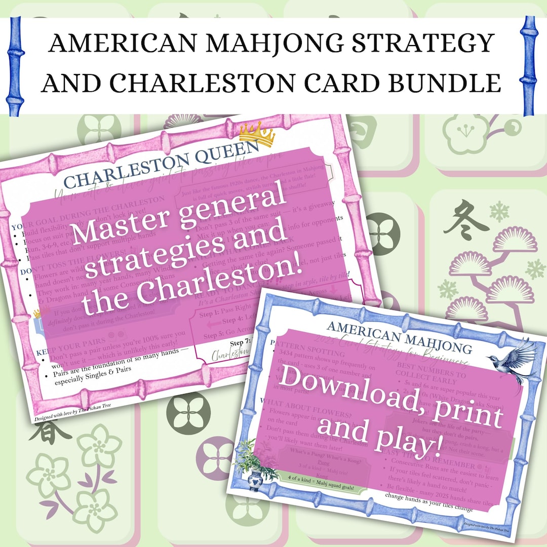 Mahjong Strategy Card Bundle: Charleston & Beginner Guides (5x7 ...