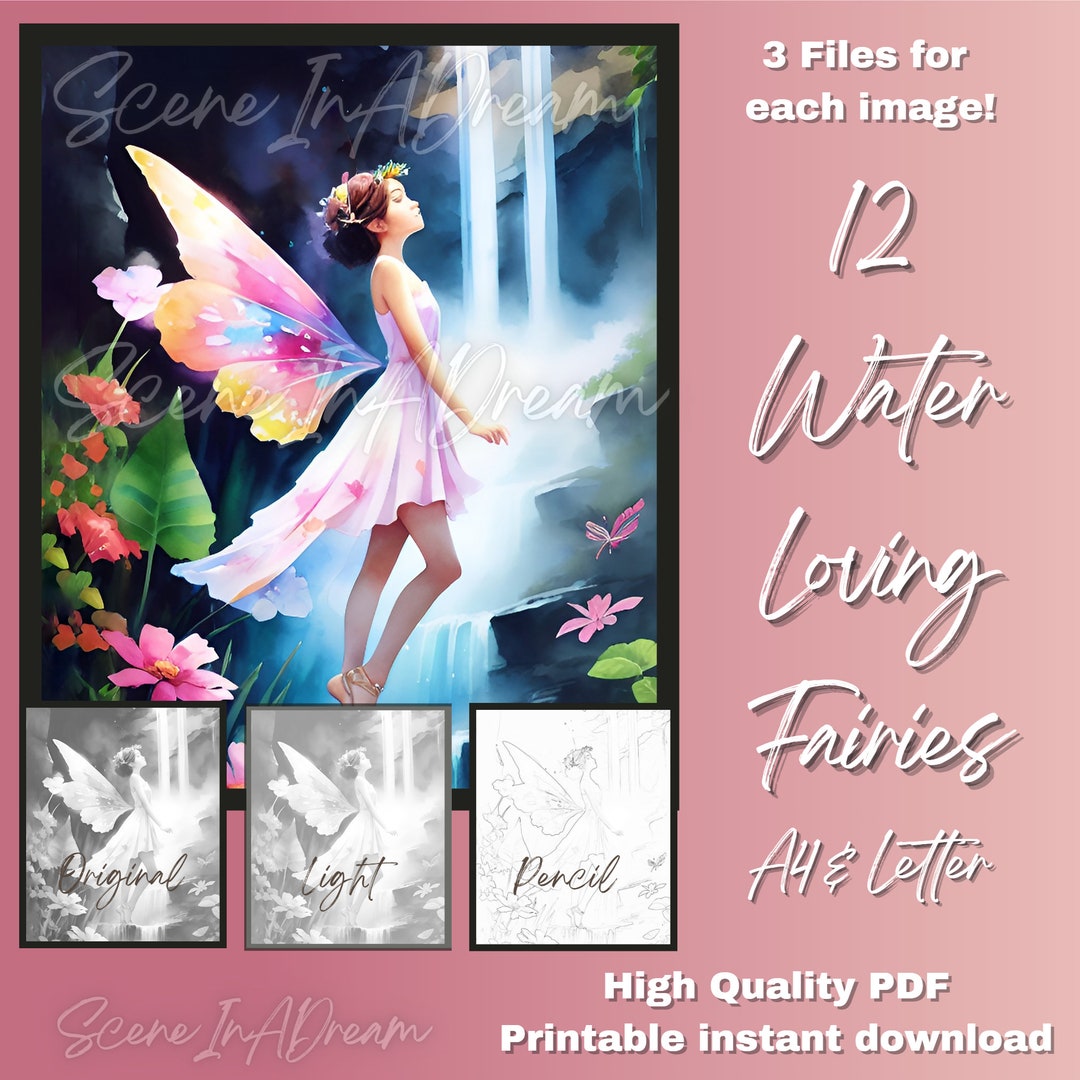 12 Water Loving Fairies Fantasy Colouring Book, Instant Download ...