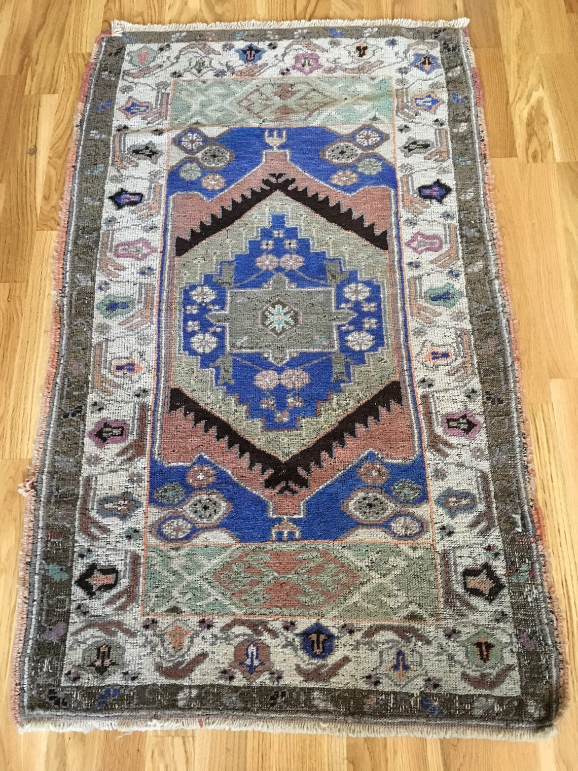SL50 Rug, Blue Rug, Vintage Turkish Rug 123 X 74cm Bedroom RUG, Living ...