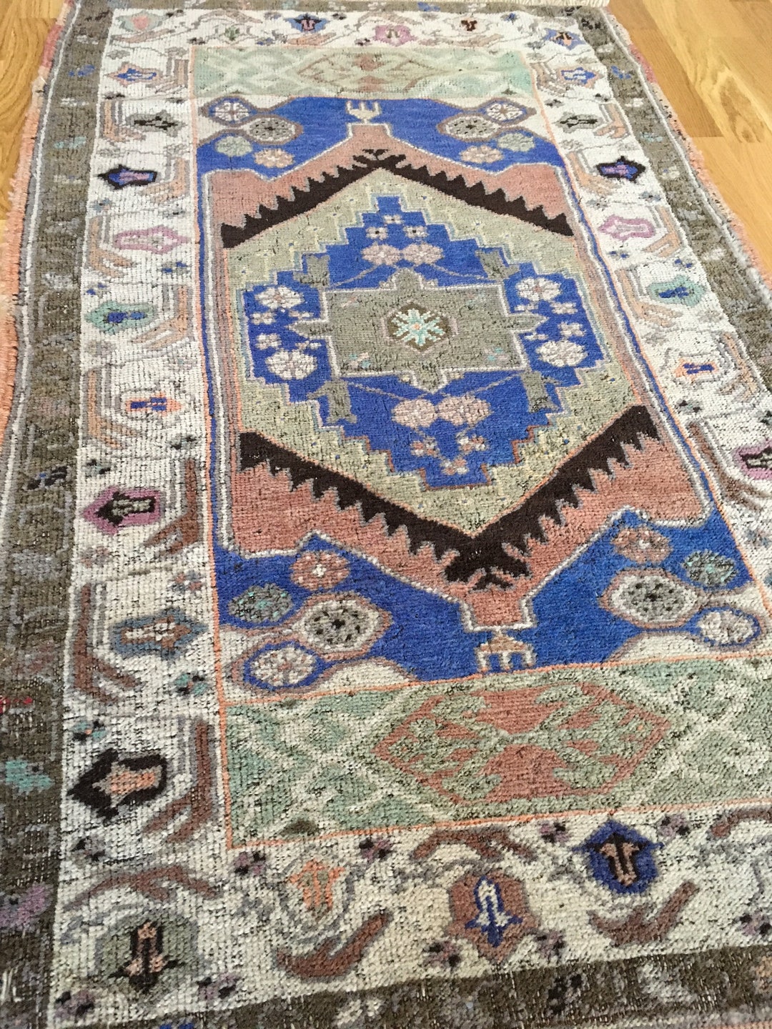 SL50 Rug, Blue Rug, Vintage Turkish Rug 123 X 74cm Bedroom RUG, Living ...