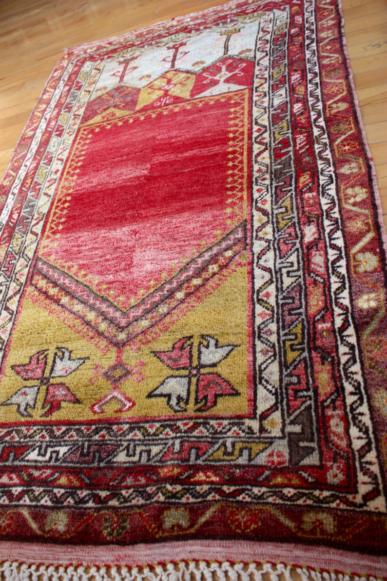 SL31 Turkish Prayer Rug 166 X 97cm / 5'5 X 3'2, Rare Prayer Rug, Oushak ...
