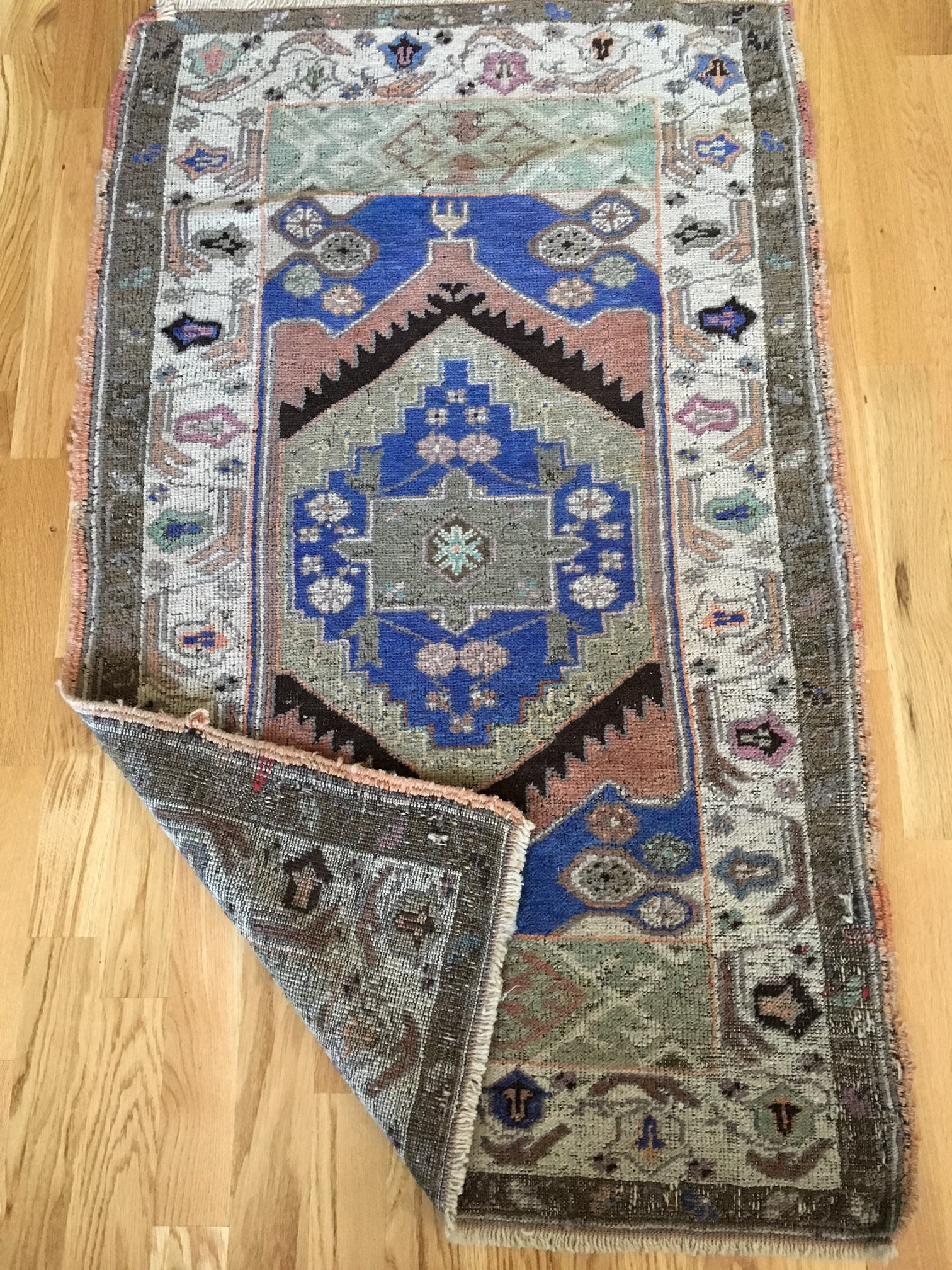 SL50 Rug, Blue Rug, Vintage Turkish Rug 123 X 74cm Bedroom RUG, Living ...