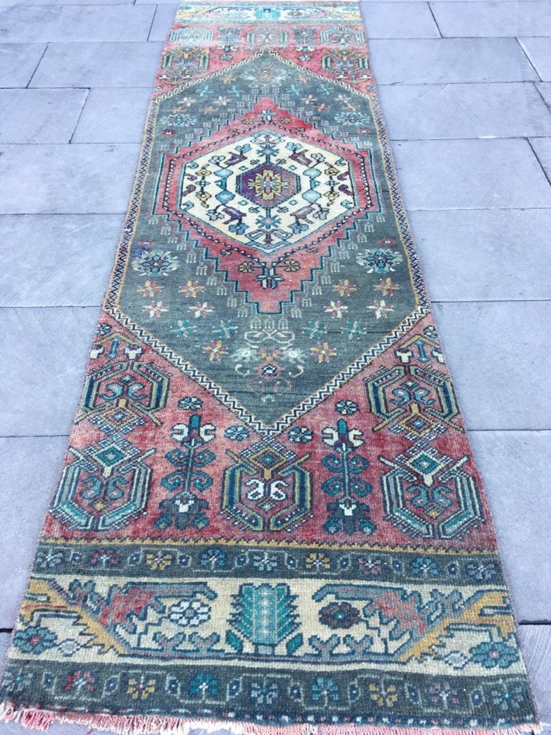 SL51 Runner, Turkish Runner, Green Boho Runner 225x63cm Kitchen Runner ...