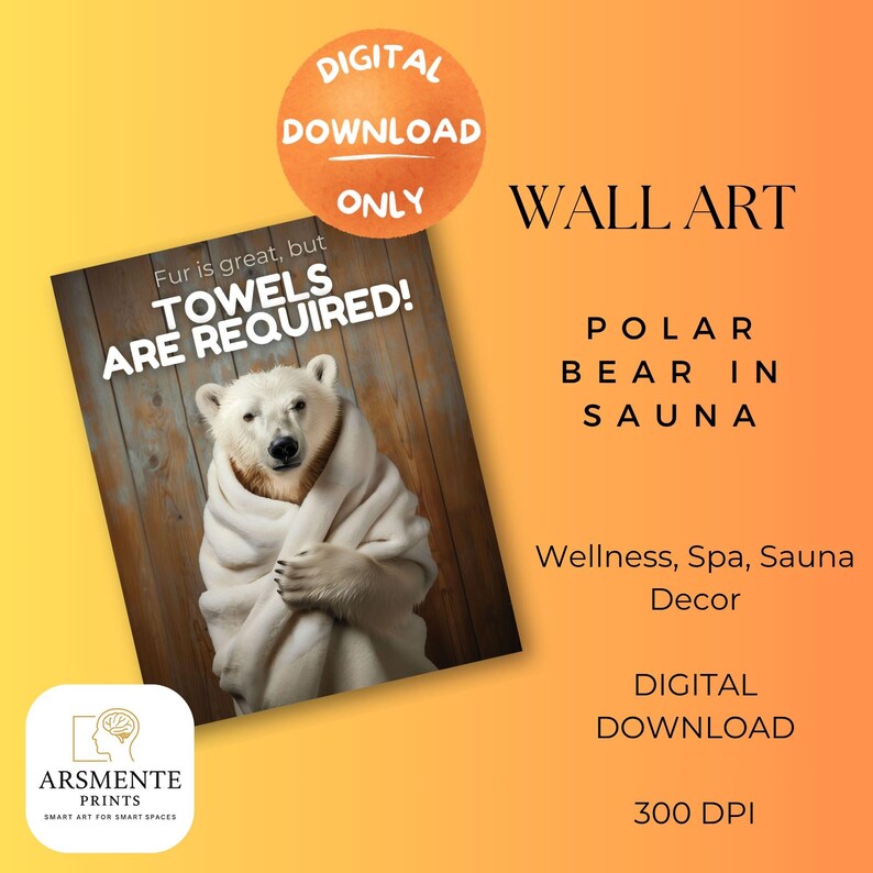 Polar Bear Sauna Poster, Funny Spa Rules Wall Art, Towels Required Sign ...