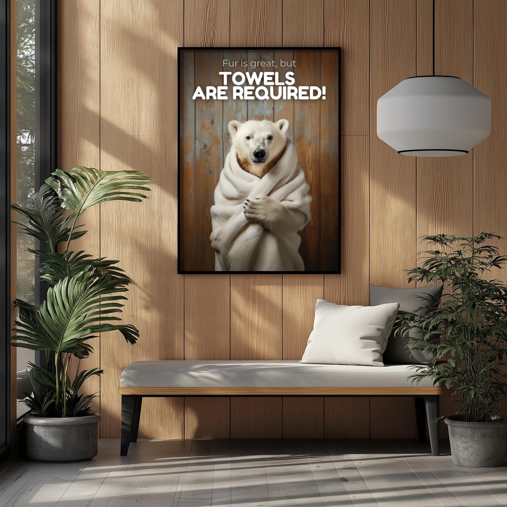 Polar Bear Sauna Poster, Funny Spa Rules Wall Art, Towels Required Sign ...