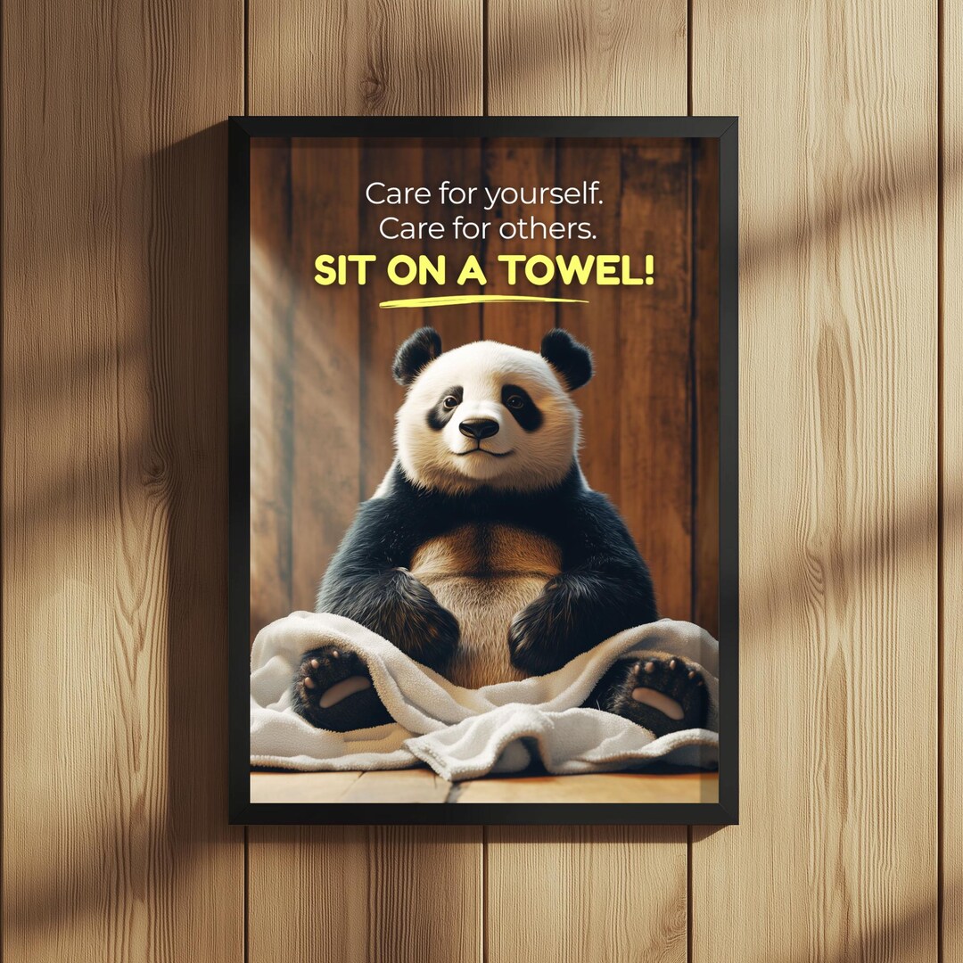 Panda Sauna Print Digital Download, Funny Hygiene Reminder Print for ...