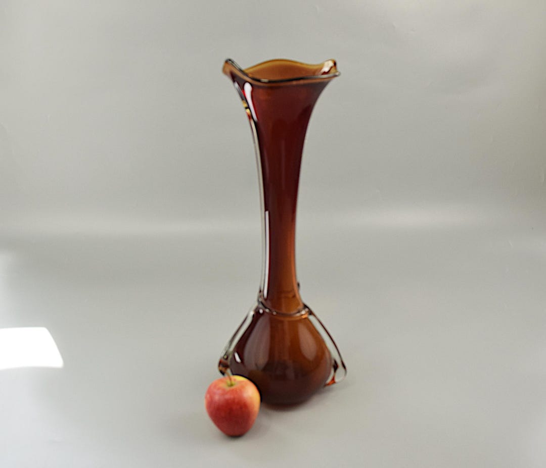 Large Polish Vintage Vase, Polish Glass Art, Glasswork Tarnowiec, Hand ...