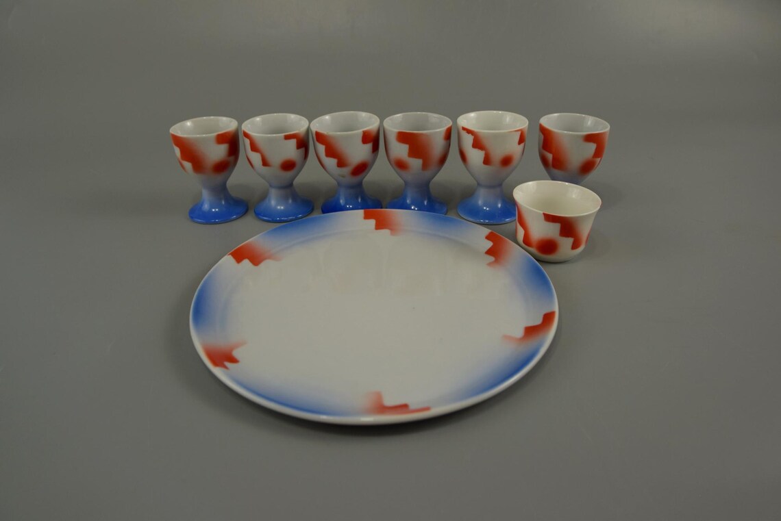 6 Vintage Egg Cups / Salt Cellar / Plate / Art Deco | Germany | 30s - Etsy