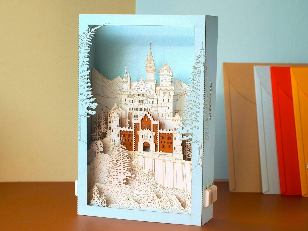 Germany Neuschwanstein Schloss Castle. Deutschland. Miniature Pop up ...