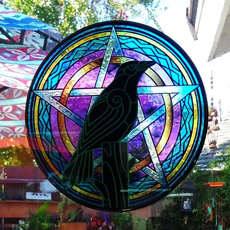 Stained Glass Raven - Etsy