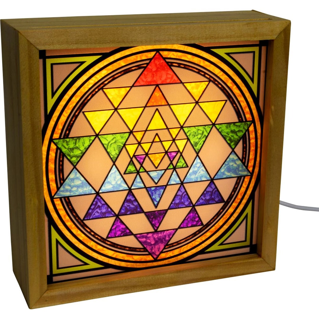METATRON'S Cube Light Box, STAINED Glass Look 6" Glass Mandala Light ...