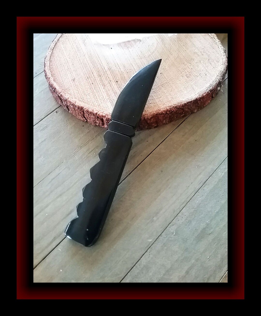 Hand Carved Black Obsidian Knife: Aztec Crystal Dagger, 6" Altar Tool ...