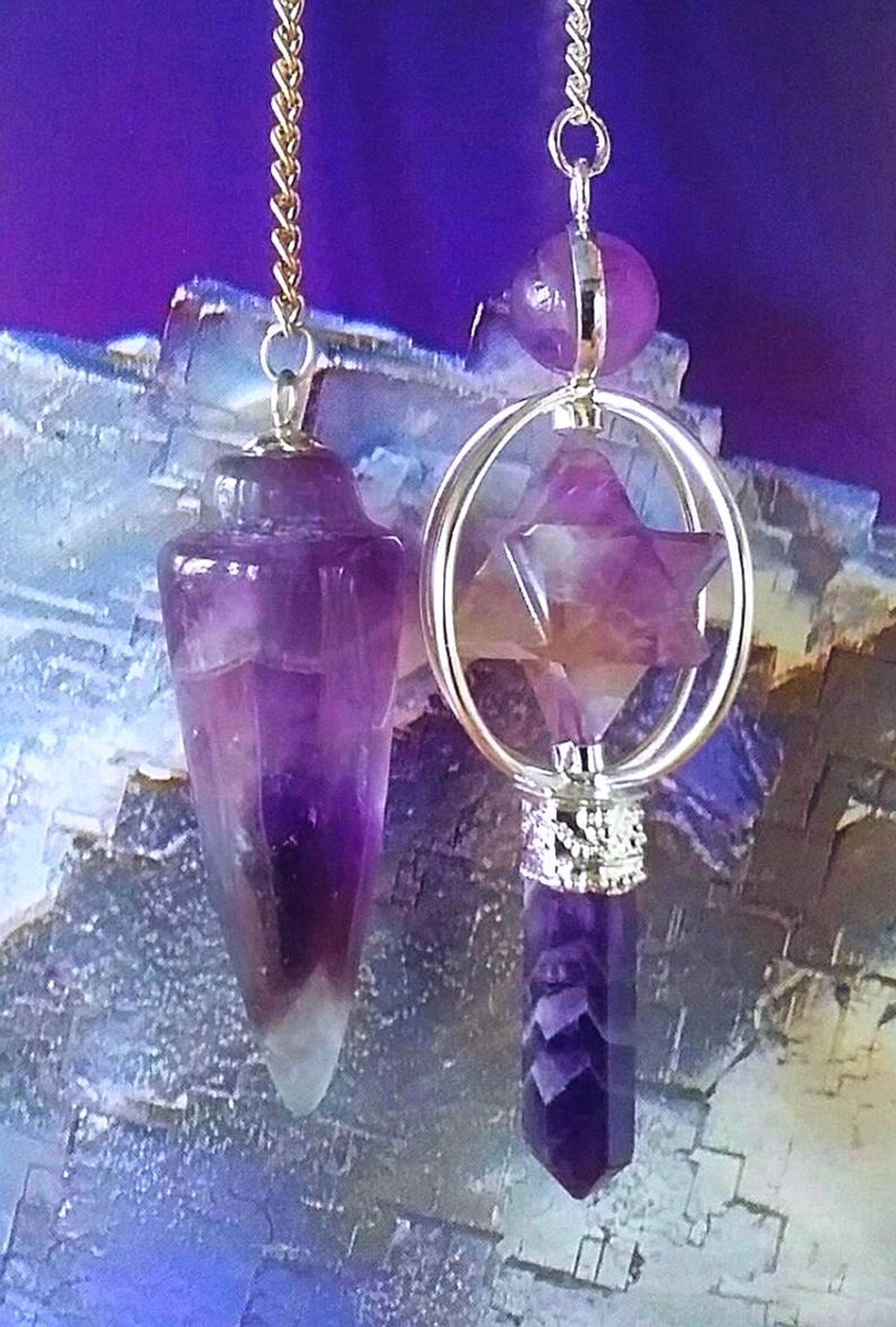 AMETHYST PENDULUMS Spinning Merkaba Star Silver Dowsing - Etsy