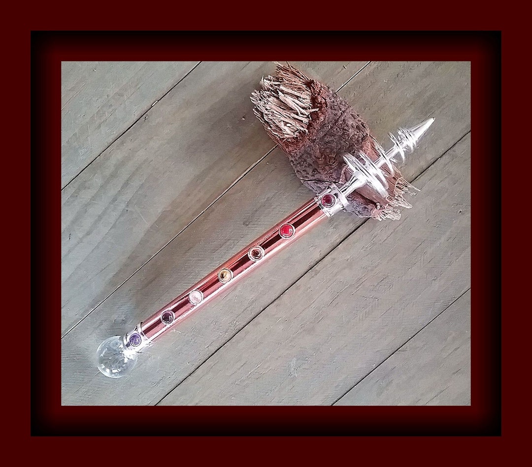 COPPER VORTEX WAND, Large Copper Wand With Chakra Crystals, Powerful ...