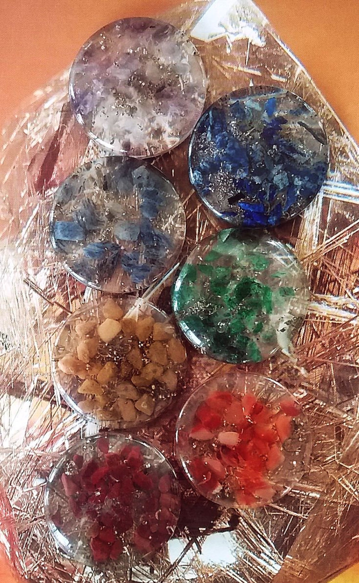 ORGONE Chakra Crystal DISC SET 7 Piece Round Orgone Chakra - Etsy