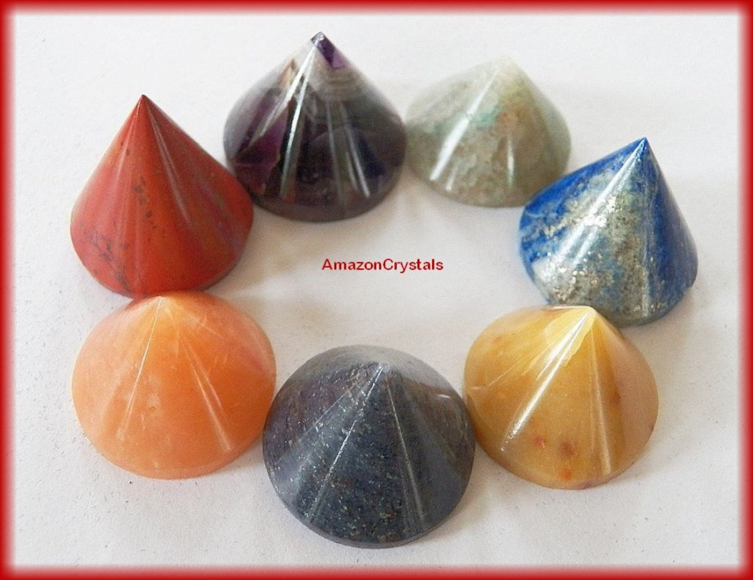 CHAKRA Pyramid Set, 7 Large Round Chakra Crystal Pyramids, Healing ...