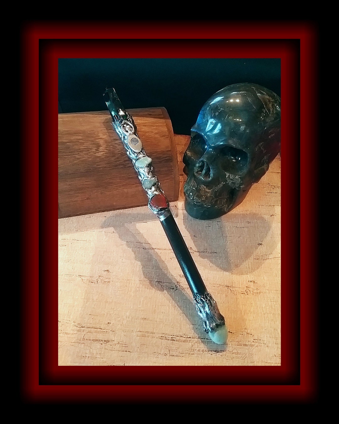 10" Magic Wand, OBSIDIAN Goddess Wand, Large Silver Obsidian Wizard ...