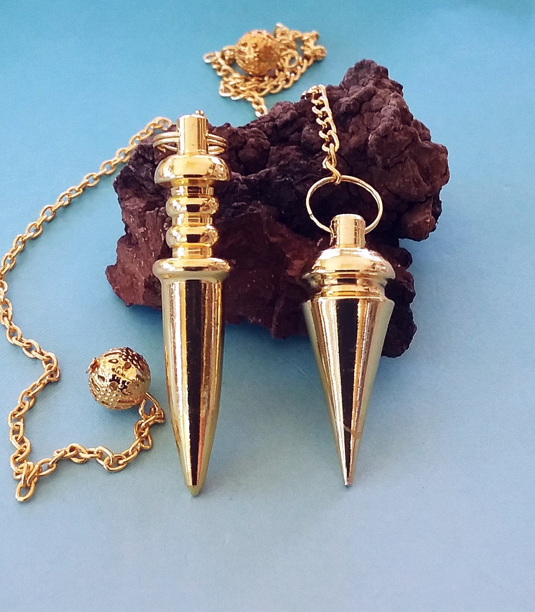Brass Dowsing Pendulums: Sword & Teardrop Design, Gold Finish - Etsy