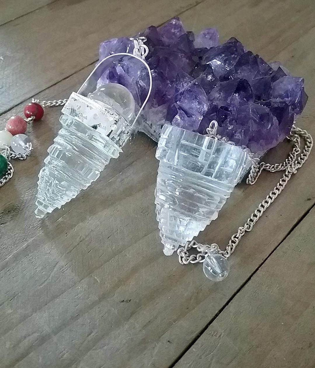 Crystal Quartz Sri Yantra Pendulum: Silver Chakra Chain Dowsing Wand - Etsy