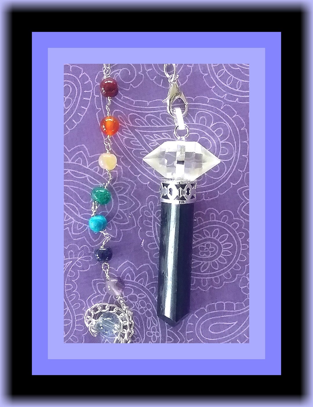 Herkimer Diamond & Black Tourmaline Dowsing Pendulum - Etsy