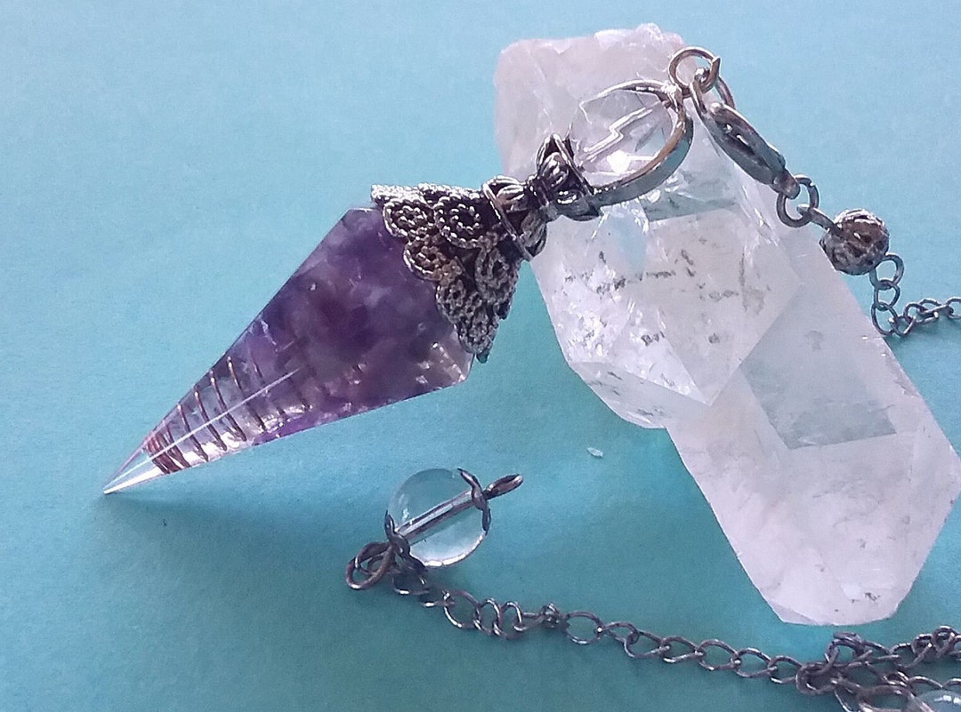 AMETHYST Pendulum, Orgone Dowsing PENDULUM, Purple Amethyst Powerful ...