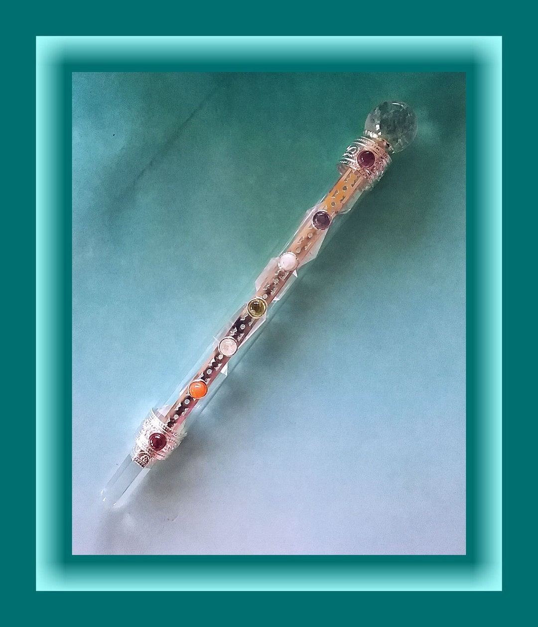 HERKIMER DIAMOND WAND, Large Chakra Crystal Wand With 5 Herkimer ...