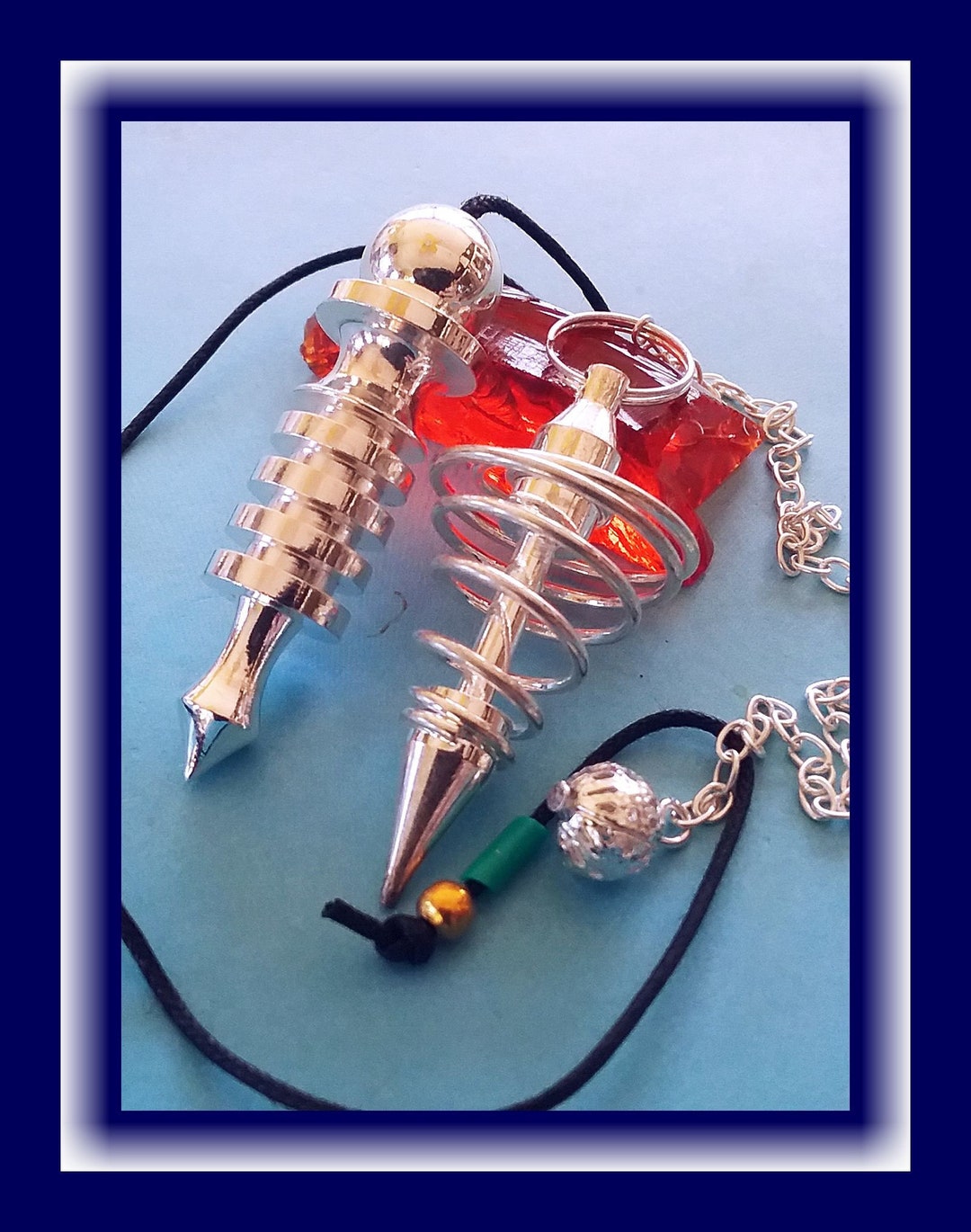 SILVER Pendulum, Large Witness Chamber Silver Dowsing Pendulum and ...