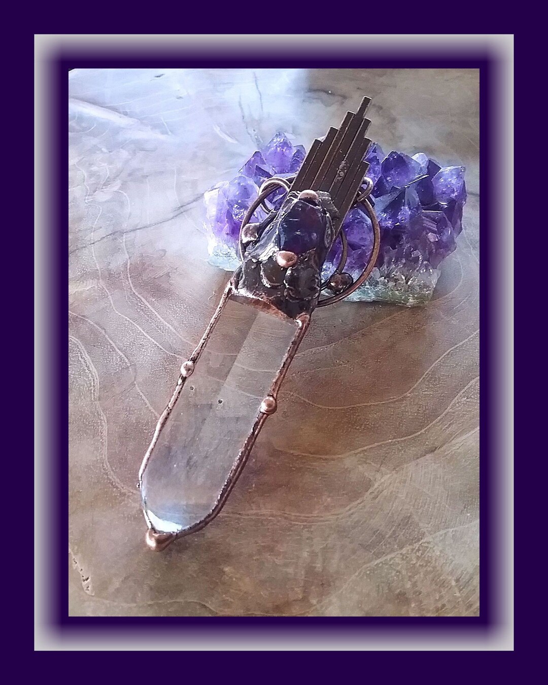 Artisan CRYSTAL Pendant, ART DECO Design Clear Quartz Sword Pendant ...