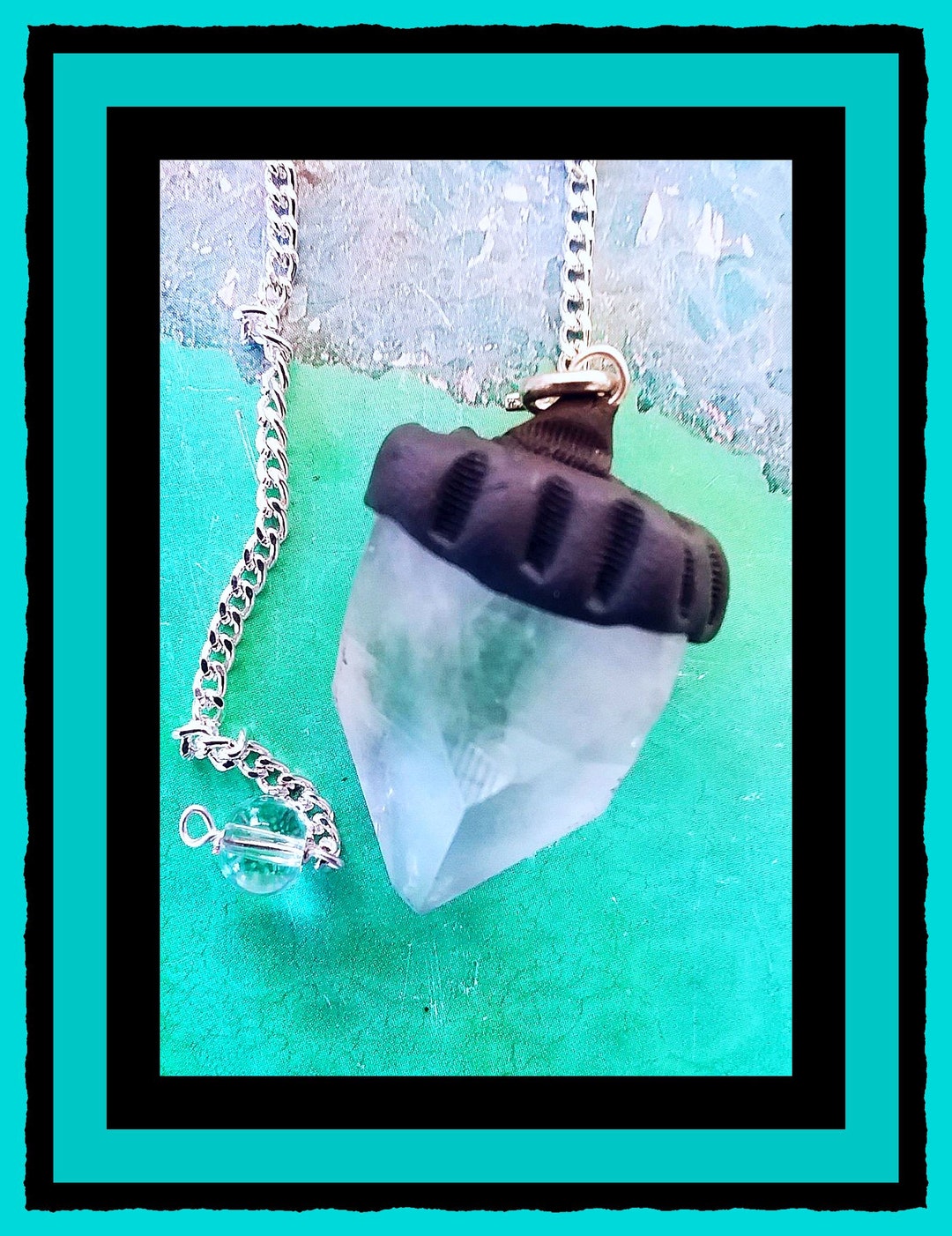 APOPHYLLITE CRYSTAL Dowsing PENDULUM, Rare Stunning Apophyllite Tip Divination Pendulum With ...