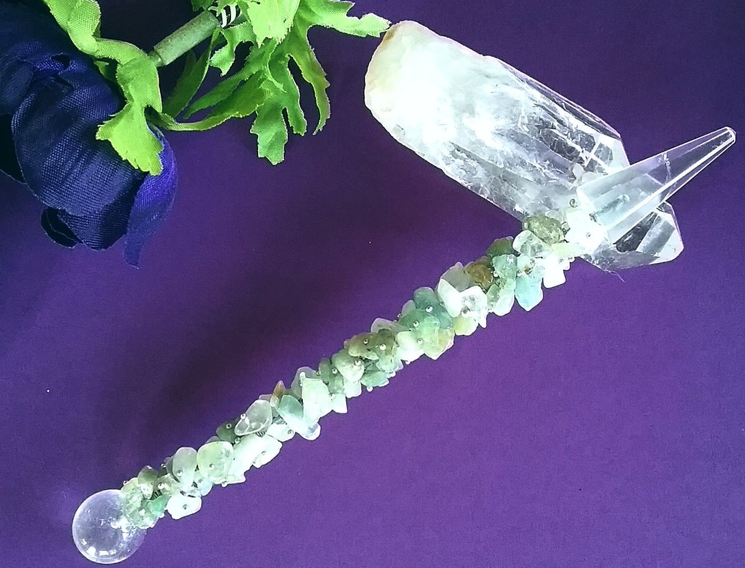 Aquamarine Crystal Wand: Quartz Point, Silver Wire Reiki Wand (6.5 Inch ...