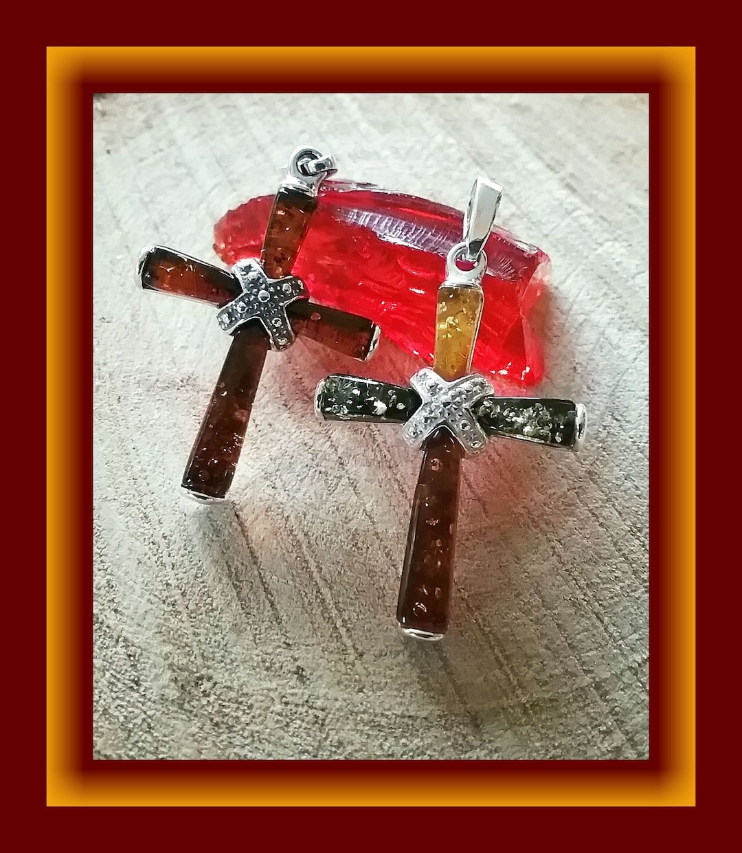 BALTIC AMBER Cross Pendant, Sterling Silver Cognac or Multi Amber Cross ...