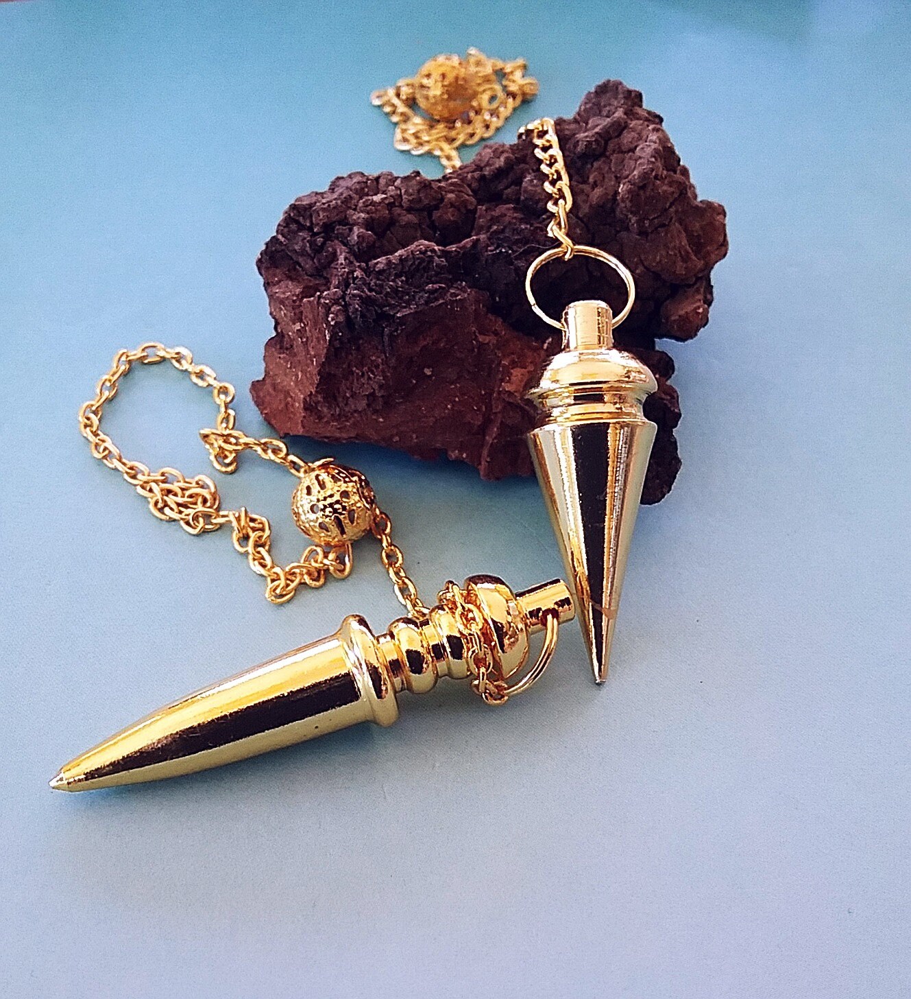 Brass Dowsing Pendulums: Sword & Teardrop Design, Gold Finish - Etsy