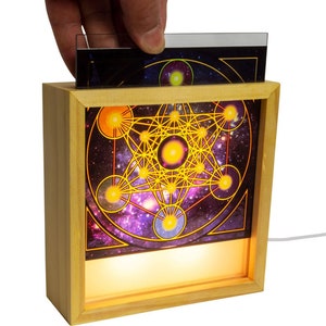 METATRON'S Cube Light Box, STAINED Glass Look 6" Glass Mandala Light ...