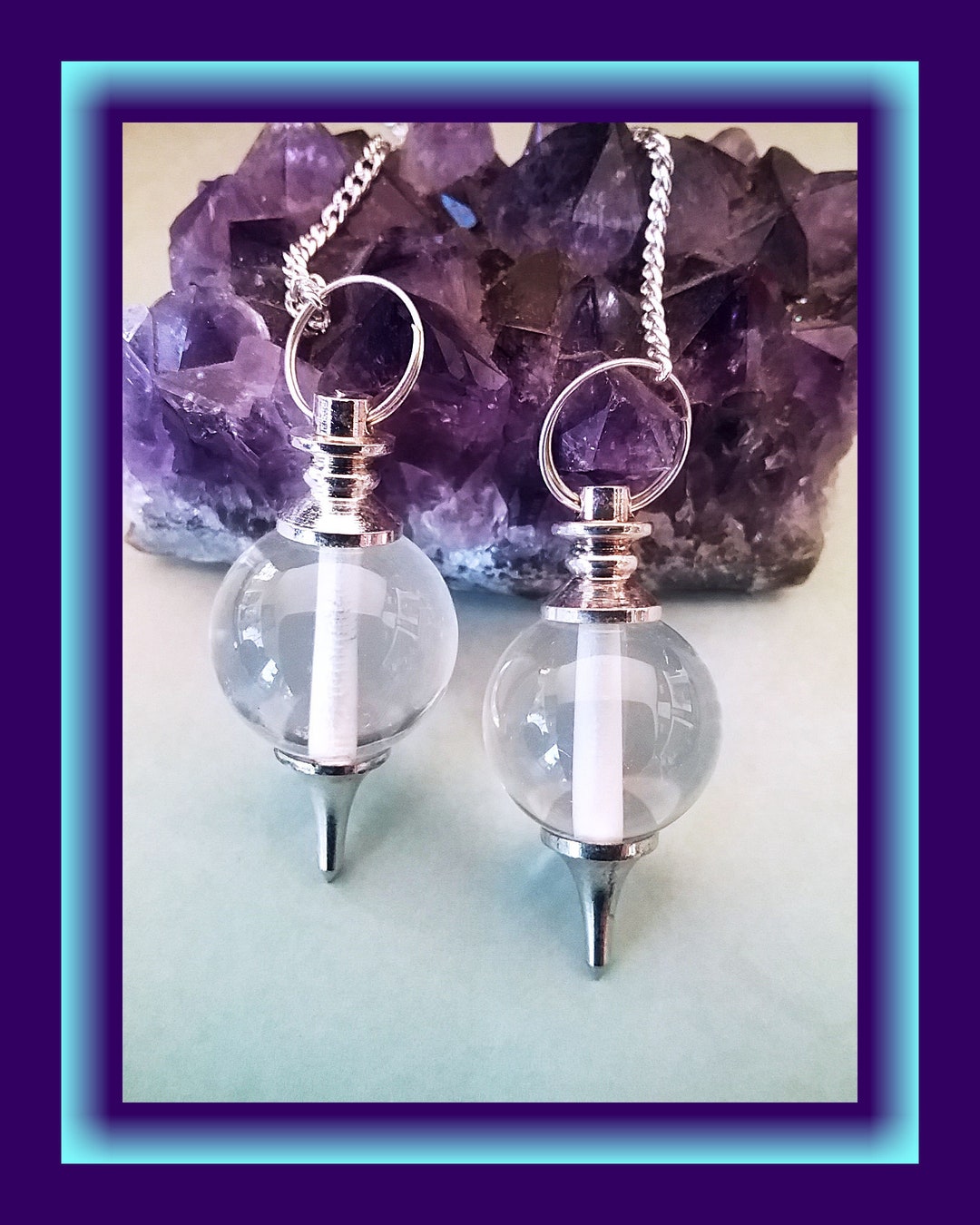 CRYSTAL BALL Pendulum, Silver Dowsing Pendulum With Crystal Quartz Ball ...