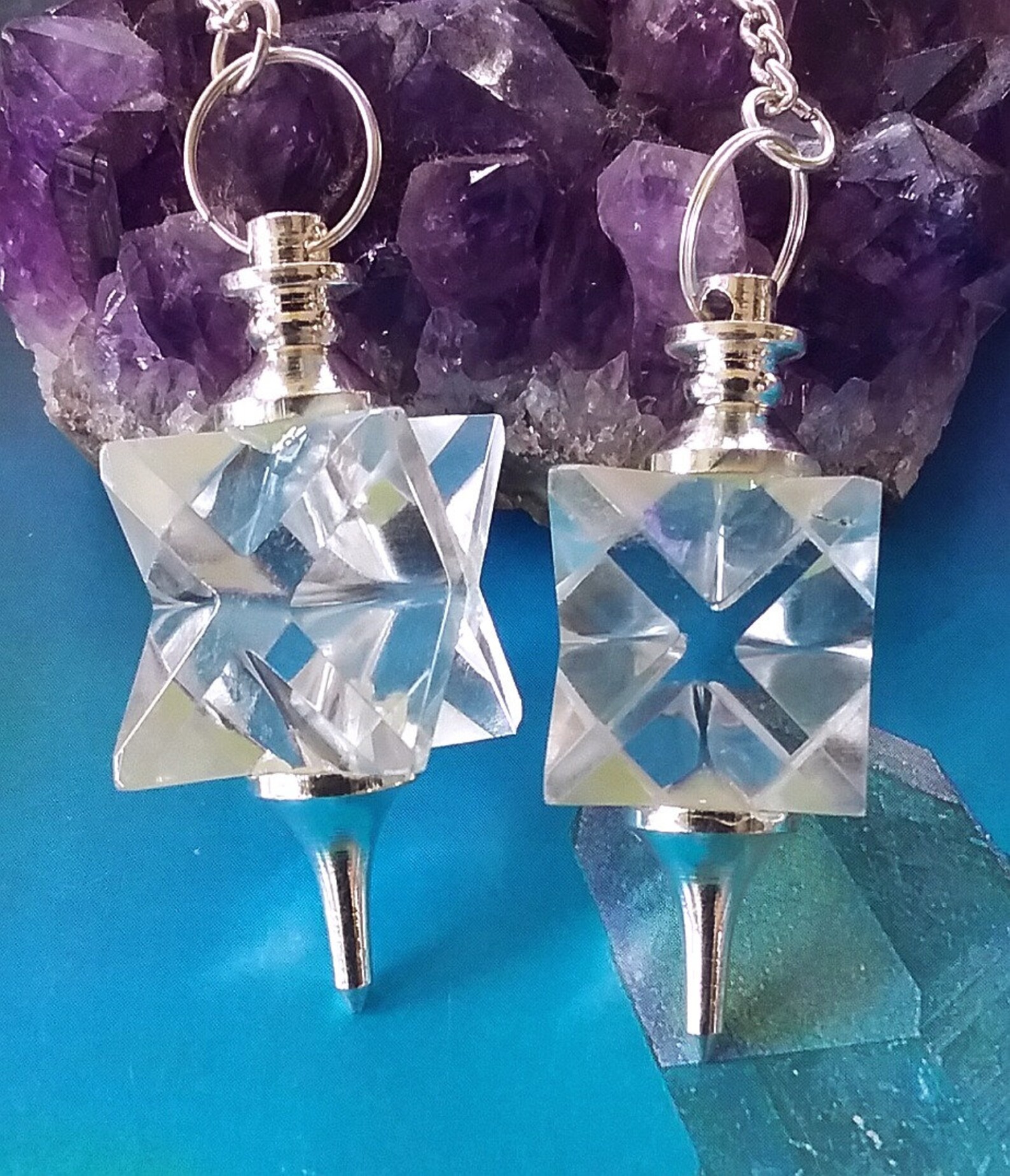 CRYSTAL Quartz PENDULUM Geometric Crystal Pendulum With 3D | Etsy