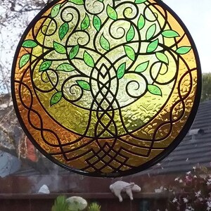 Tree of Life SUNCATCHER, Stained Glass Suncatcher Hanging Window Panel ...
