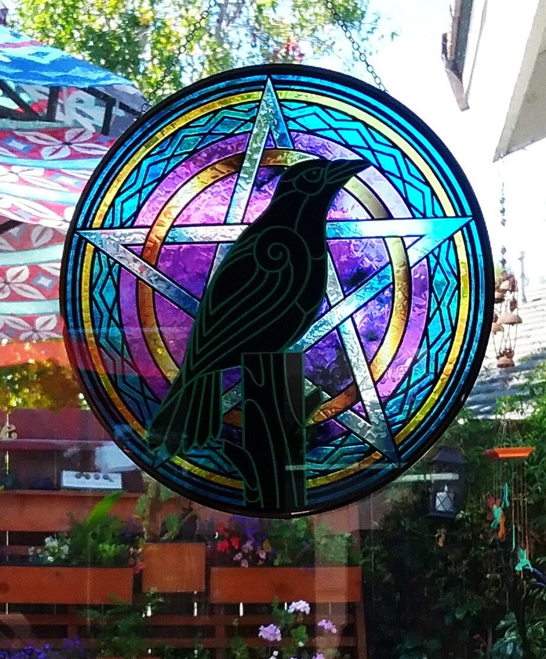 RAVEN SUNCATCHER Glass Suncatcher 12 Stained Glass - Etsy