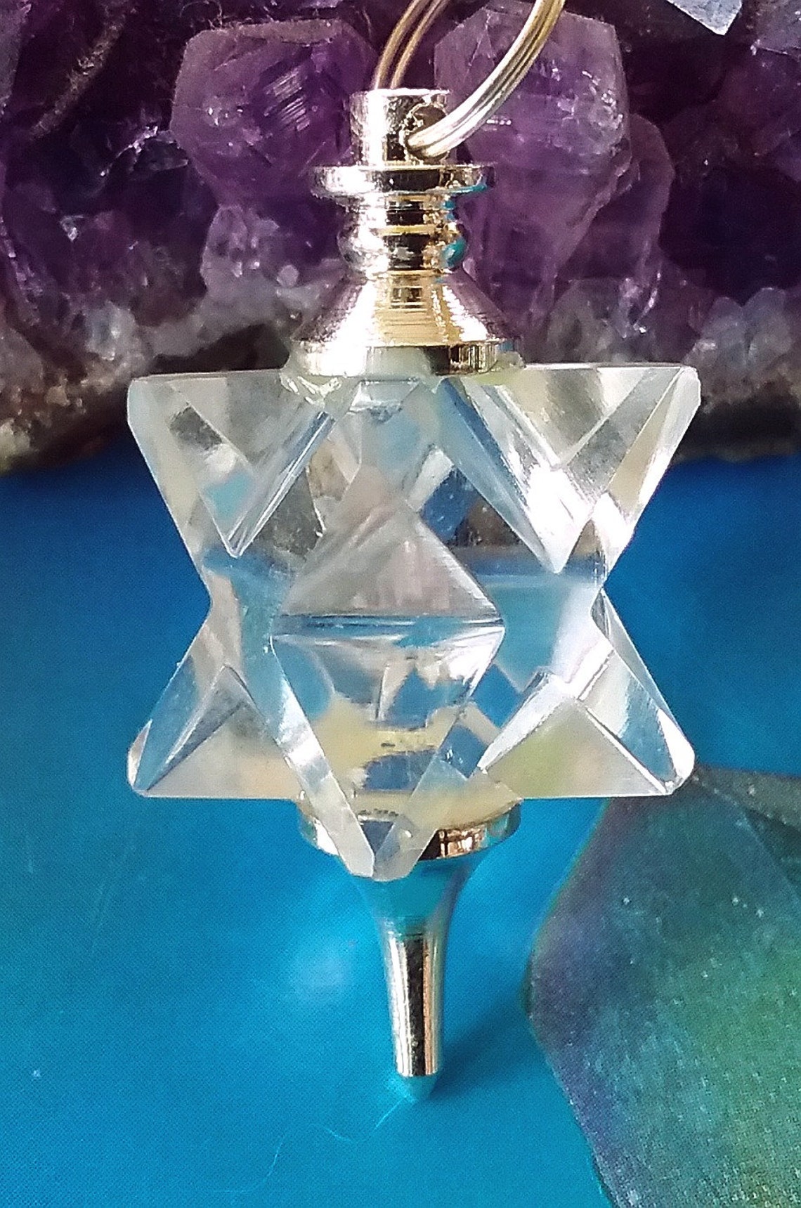 CRYSTAL Quartz PENDULUM Geometric Crystal Pendulum With 3D | Etsy