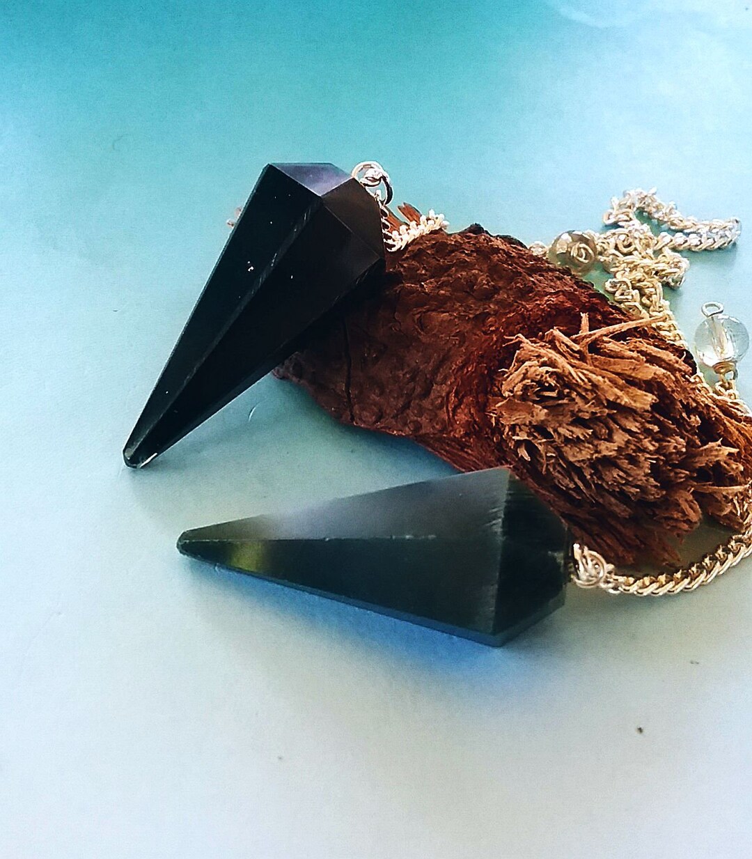 BLACK TOURMALINE PENDULUM, Black Tourmaline Dowsing Pendulum, 2 Large ...