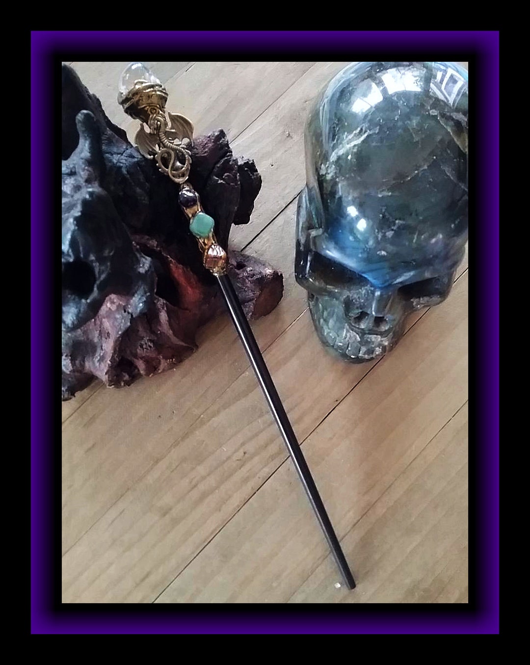 10" Magic Wand, CRYSTAL DRAGON Wand, Large Bronze CRYSTAL Wizard Wand ...