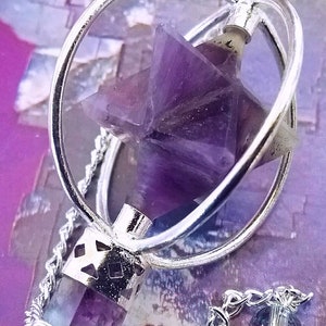AMETHYST PENDULUMS, Spinning Merkaba Star Silver Dowsing Pendulum and ...