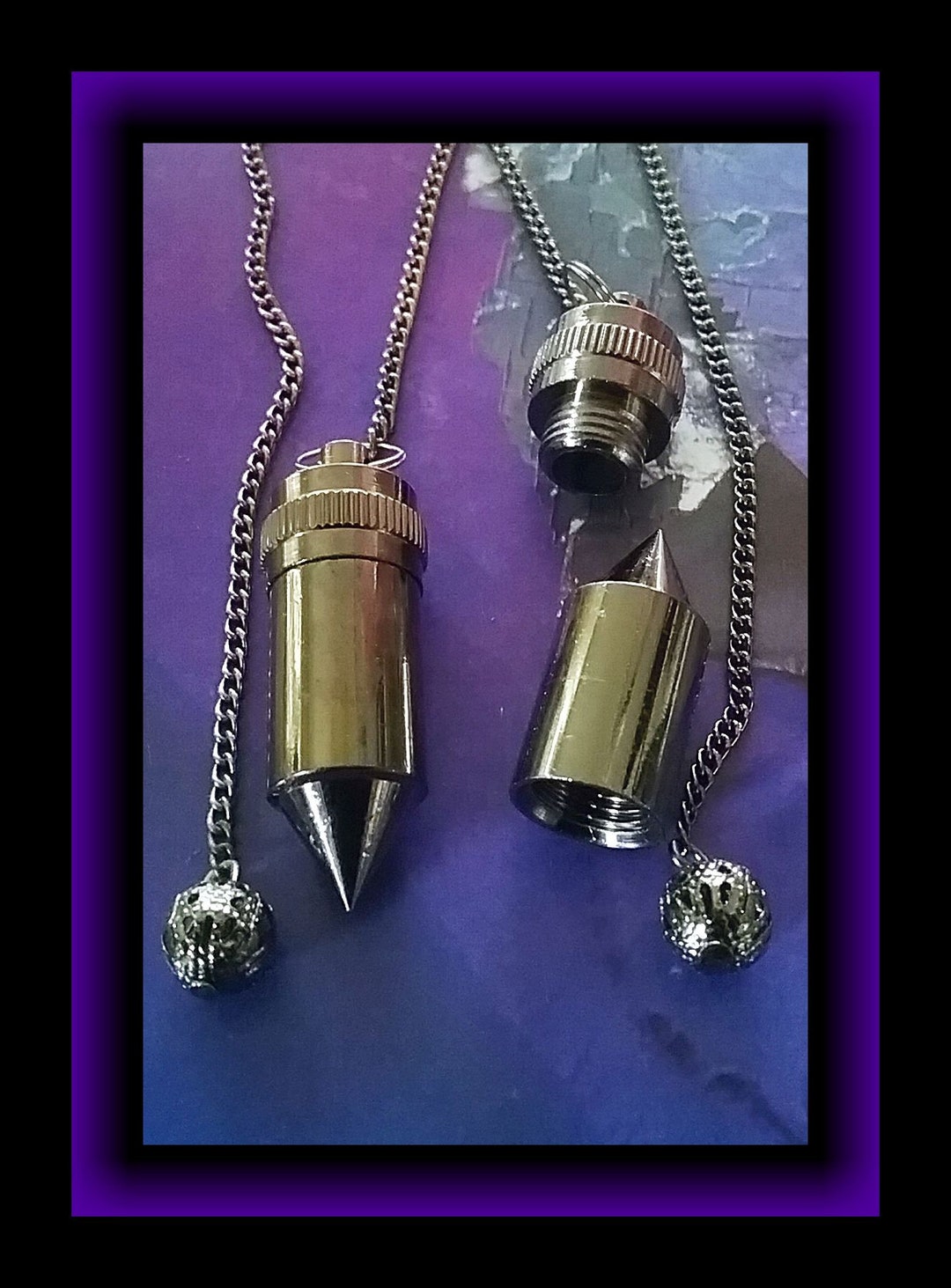 BLACK PENDULUM, Large Titanium Finish Dowsing PENDULUM, Bullet Shaped ...