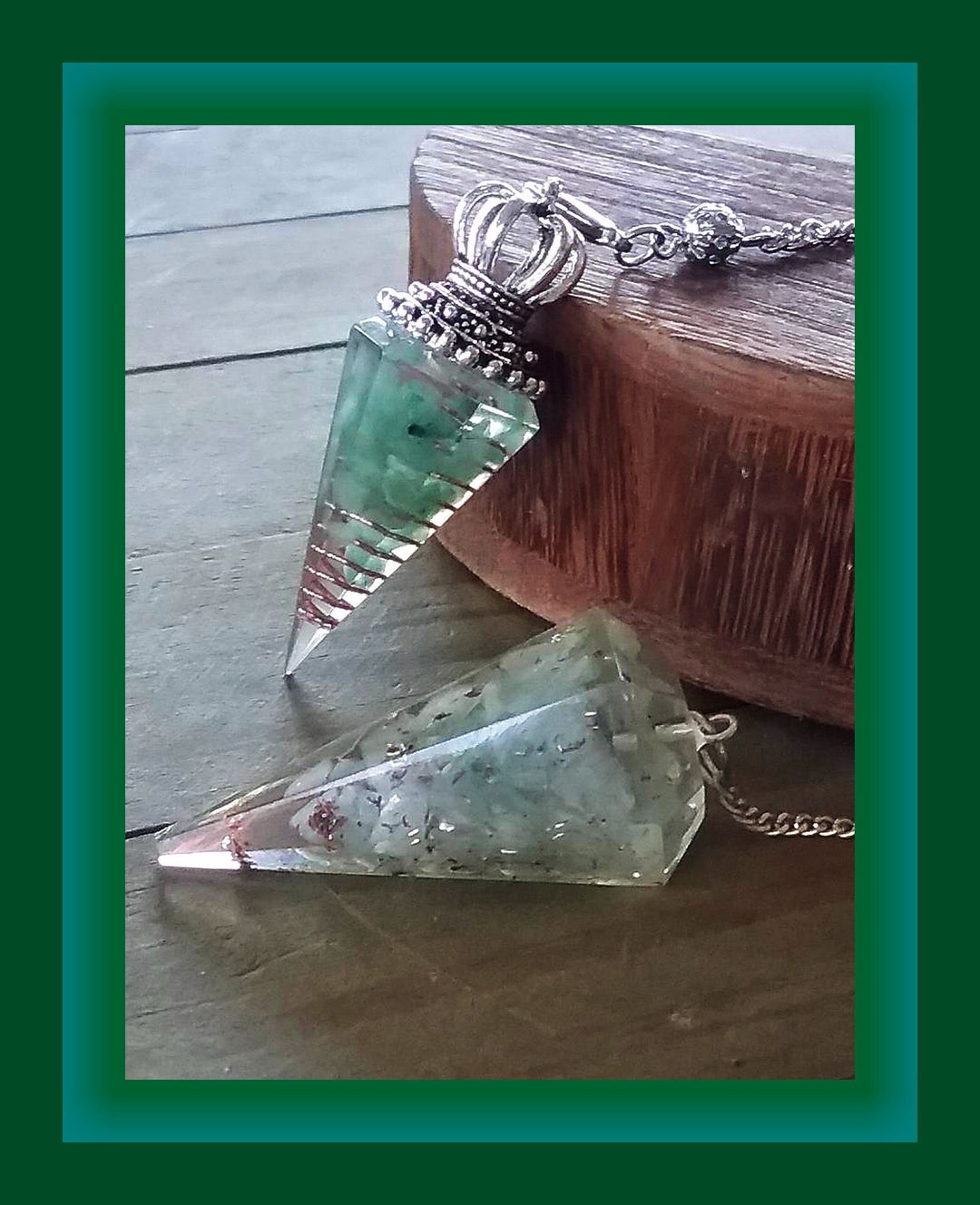 Orgone Pendulum, Green AVENTURINE Dowsing Pendulum, Large Faceted ...