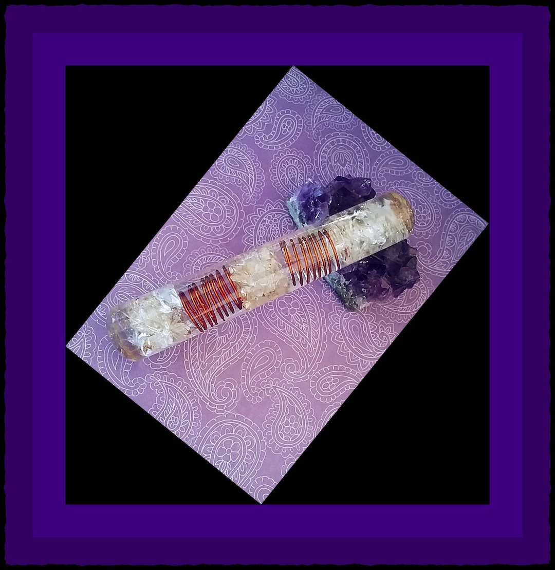 CRYSTAL WAND, ORGONE Crystal Quartz Wand, Large Double Helix Copper ...
