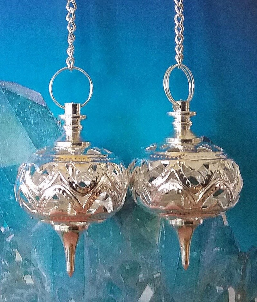 COPPER, SILVER, GOLD Dowsing Pendulums, Antique Filigree Design ...